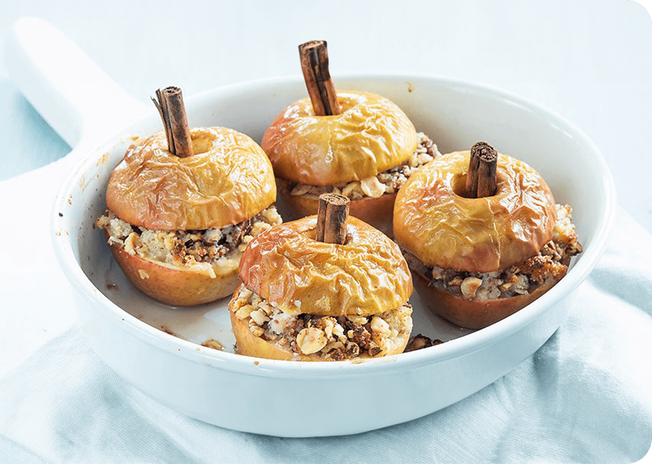 Gevulde appels met een knapperige notenvulling
