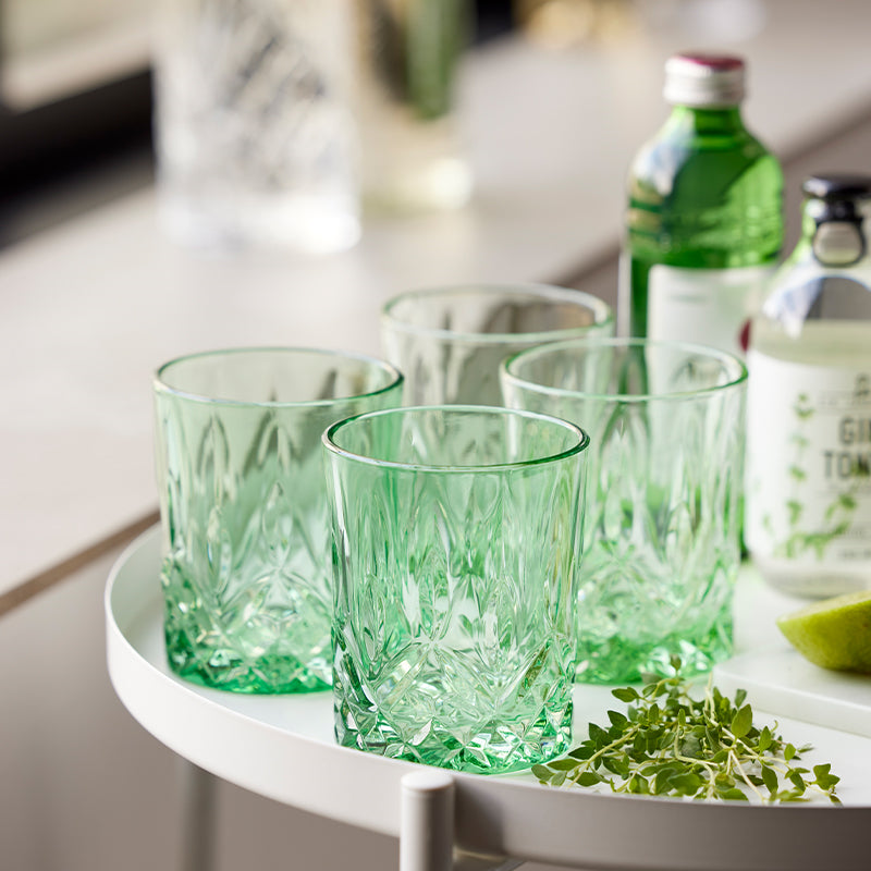 Lyngby Glass whiskyglazen Sorrento green (set van 4)